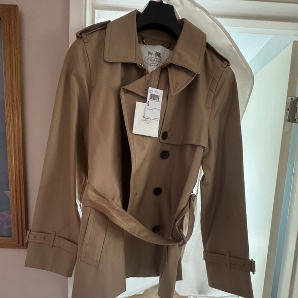 Coach | Jackets & Coats | Coach Tan Trench Coat With Belted Waist ...